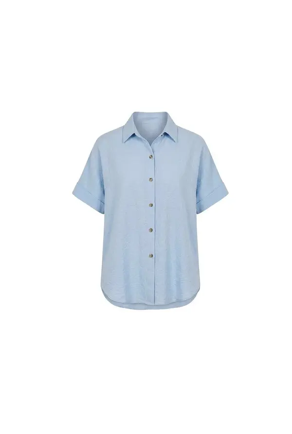JAMES LAKELAND Relaxed Short Sleeve Blouse – Powder - Blue