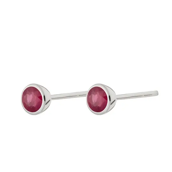 LILY CHARMED Silver / Red July Birthstone Earrings Ruby - Silver/red