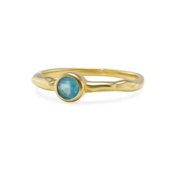 ISLA SILVER Gold / Blue Organic Dainty Blue Apatite Gold Ring - Gold/blue