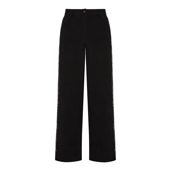 LIMAR Thorn Floral Panel Wide Leg Trousers - Black