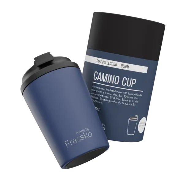 Fressko Camino 12oz / 340ml Reusable Coffee Cup, Stainless Steel Denim - Blue