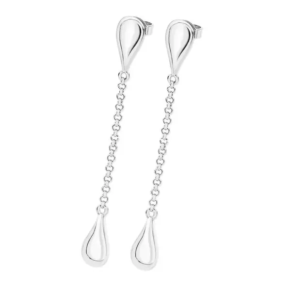 LUCY QUARTERMAINE Station Tear Drop Earrings - Silver