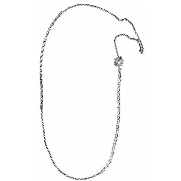 GEM KINGDOM Ex Voto Textured Link Necklace M - Silver