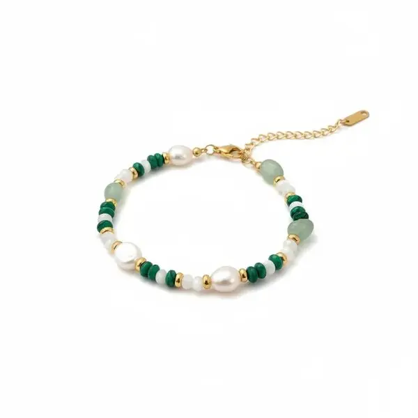 ANGEL BAROCCO Beaded Baroque Pearl Bracelet - Green