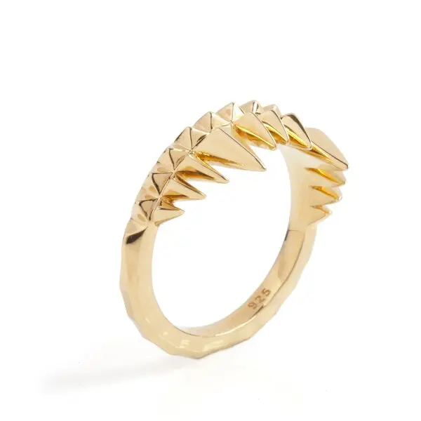 KASUN LONDON Crocodile Bite Ring - Gold