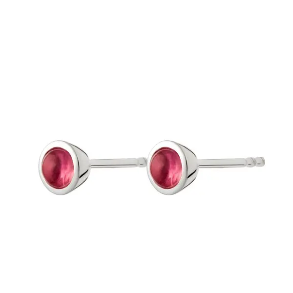 LILY CHARMED Silver / Pink October Birthstone Earrings Pink Tourmaline - Silver/pink