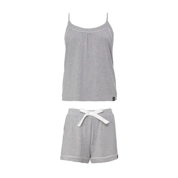 PRETTY YOU Bamboo Cami & Short Pyjama Set In Marl - Grey