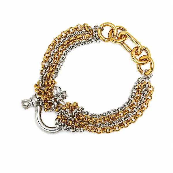 KIREI Gold / Silver Link Chain Bracelet With Shackle Clasp - Gold/silver