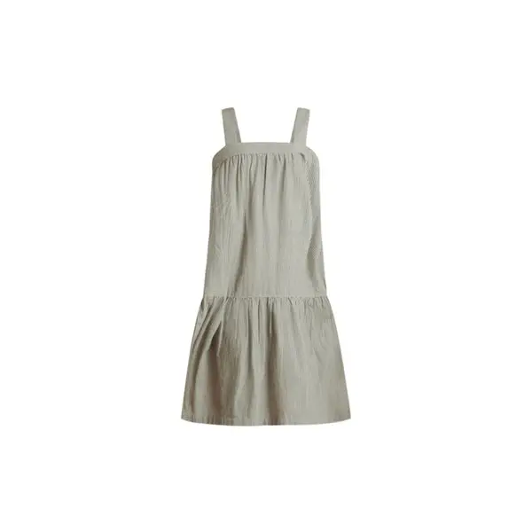 KNOWN SUPPLY Tiered Pinstripe Dress Amarillo B&w Stripe - Black