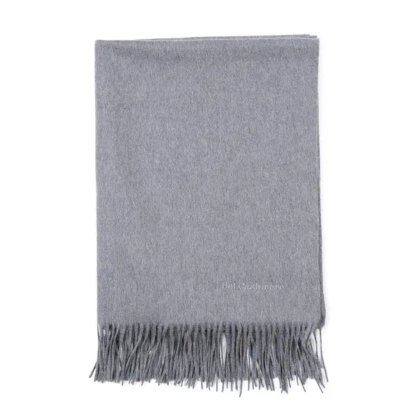 BEL CASHMERE Cashmere Stole With Fringes - Grey
