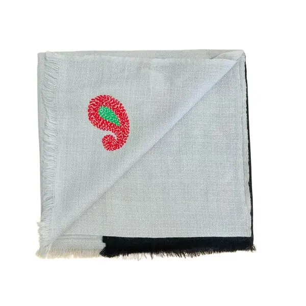 HERITAGEMODA Black / Grey Handmade Wool Silk Black Grey Scarf - Black/grey