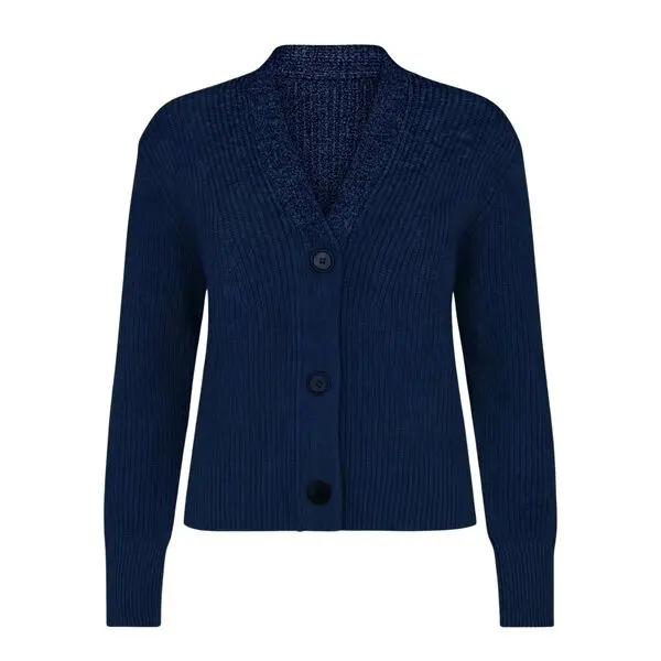 NUVV COLLECTION Cotton Long-sleeve Button-front Cardigan – Navy Color Lightweight Seasonal Layer - Blue