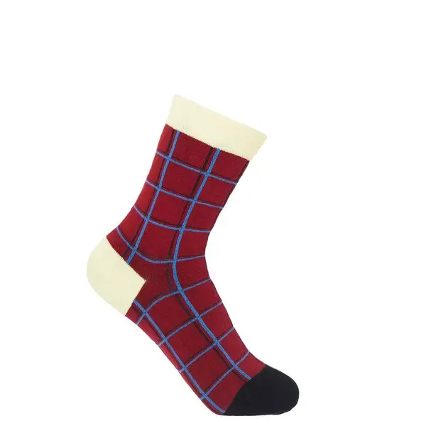 PEPER HAROW - MADE IN ENGLAND Grid ’s Socks – Burgundy - Red