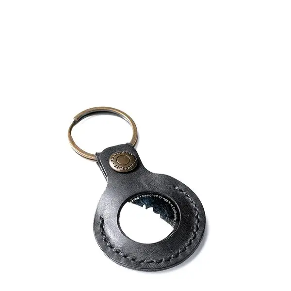 ROARCRAFT Leather Airtag Case Key Ring - Grey