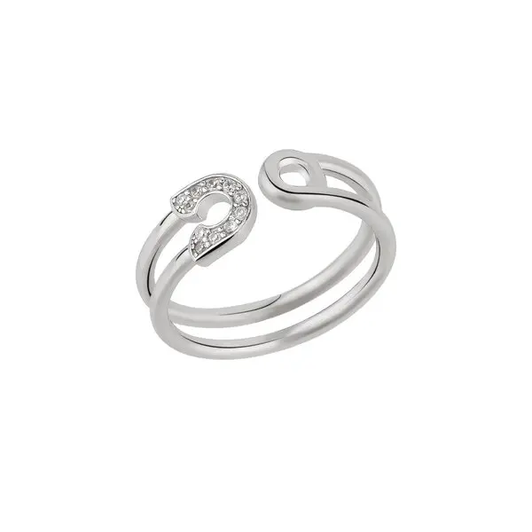 SPERO LONDON Sterling Pave Jewelled Safety Pin Ring - Silver