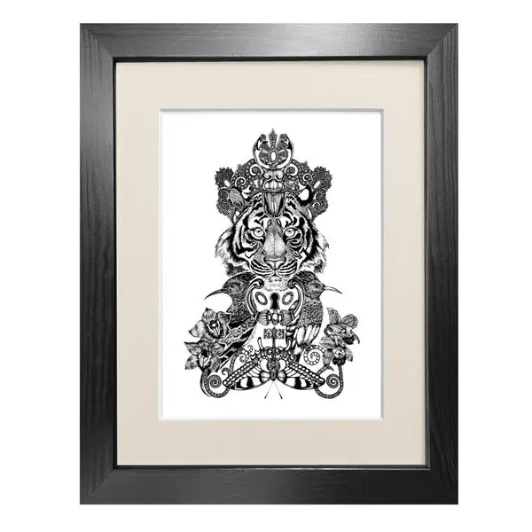 EMILY CARTER The Royal Tiger' Fine Art Print A3 - Black