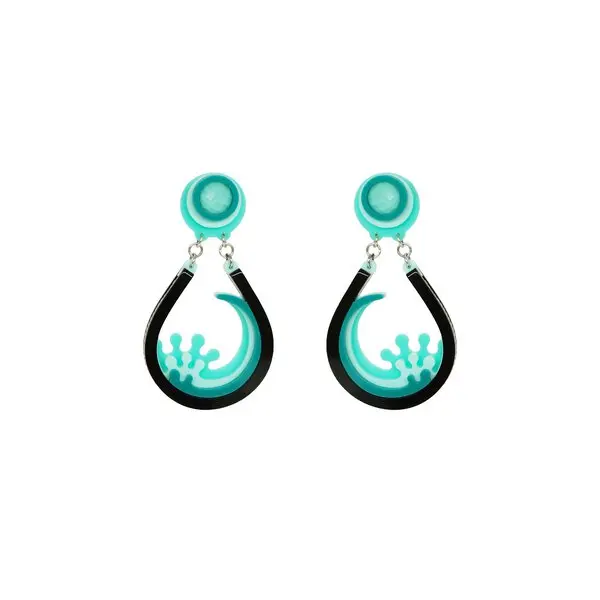 GISSA BICALHO Acrylic Handmade Earring Gout Wave - Green