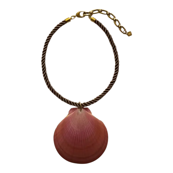 SCCOLLECTION Zoe Shell & Brown Cord Choker - Pink