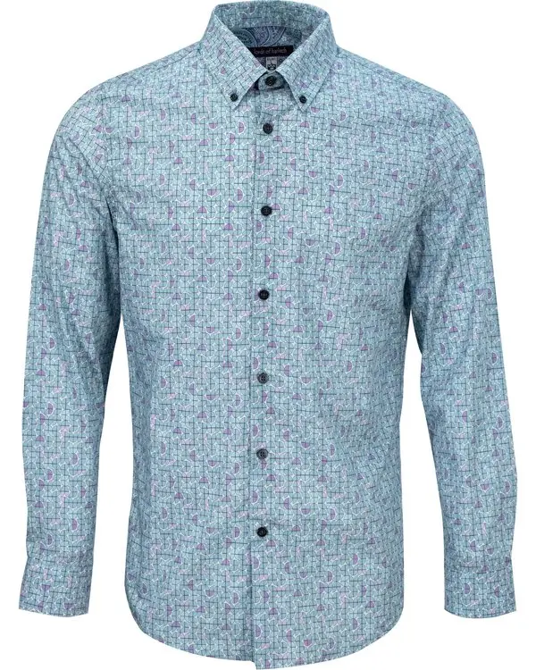LORDS OF HARLECH Morris Geo Tulip Shirt Mint - Green