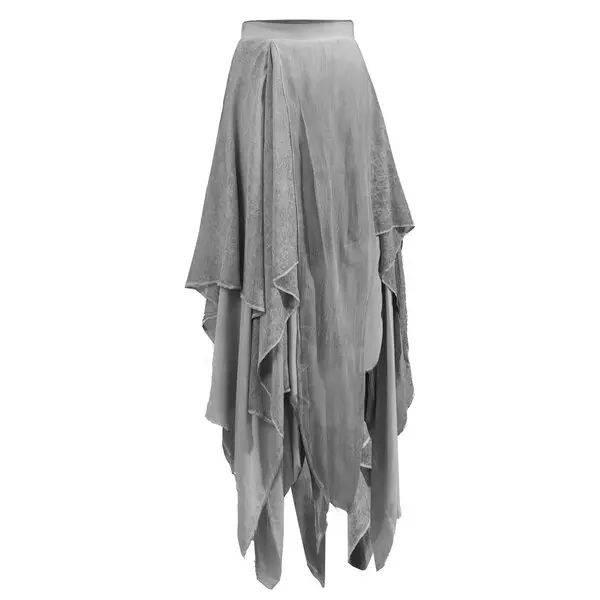 ZHENABIA Neutrals Bia Skirt Light Gray Boho Maxi Skirt - Grey