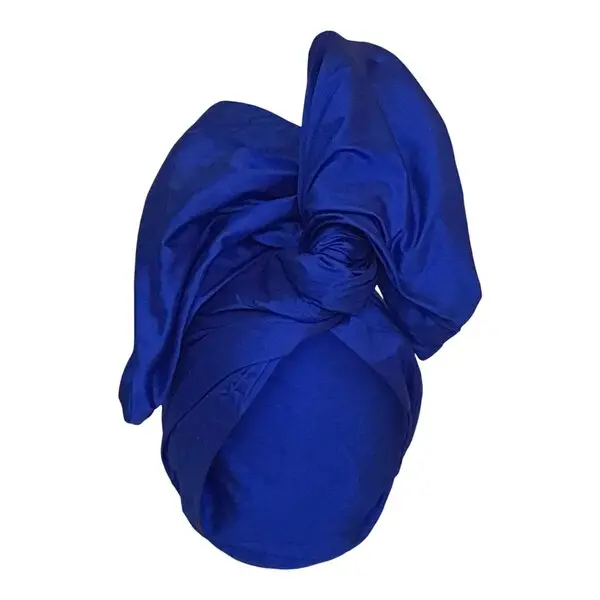 ROMER MILLINERY Twisturban Turban In Silk Shantung Cobalt - Blue