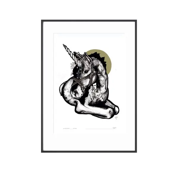 Curiosity Snug Curious Creatures Series The Scottish Unicorn Print - Black