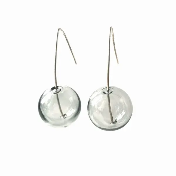 LAURA DAILI Neutrals / Icicle Clear Blown Glass Earrings - Silver