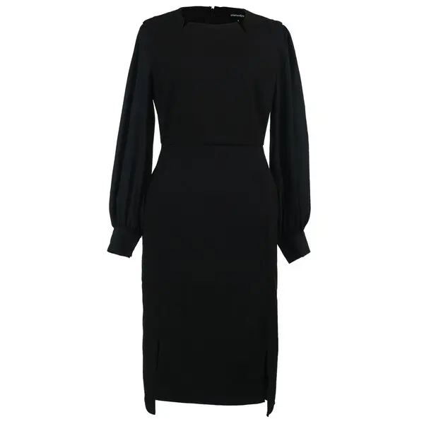 SMART AND JOY Chiffon Sleeves Tailor Dress - Black