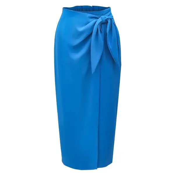 SMART AND JOY Wrap Skirt Tied On Side - Blue