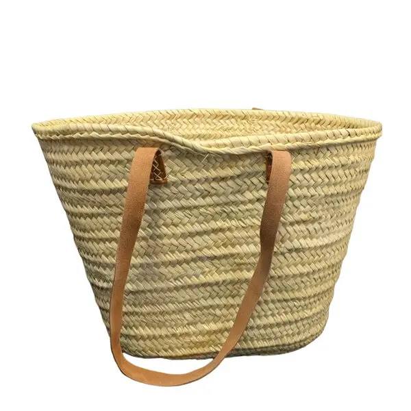 BERBER LEATHER Neutrals The Safi Large Rattan Beach Tote Bag - Black