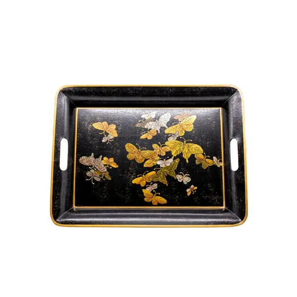 NILA PARMAR DESIGNS Butterfly Metal Tray - Black