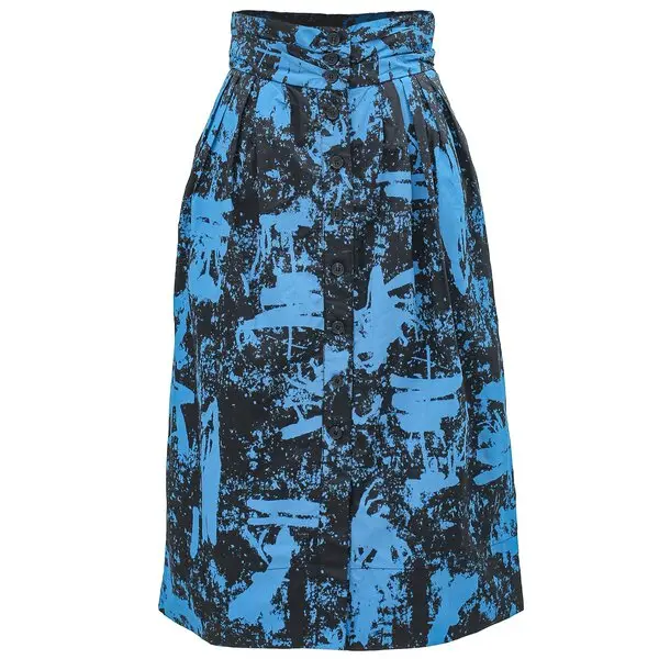 SMART AND JOY Buttoned Straight Skirt In Cotton - Blue