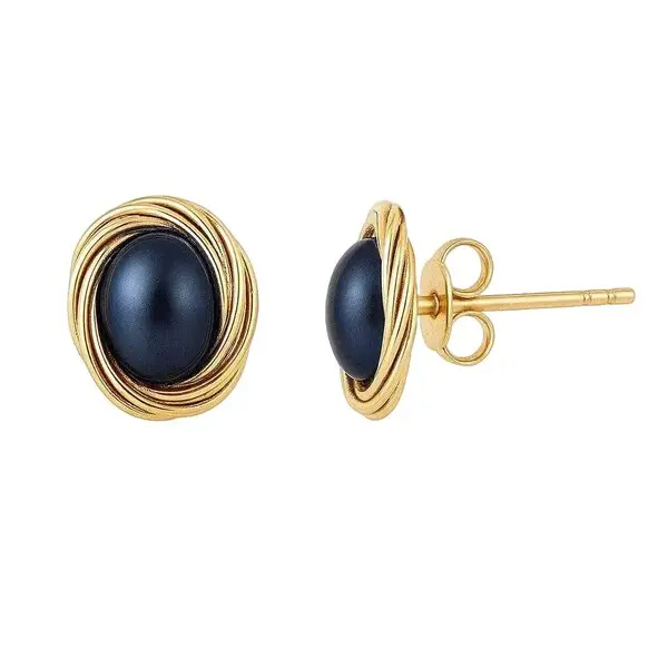PEARL CODE Formal Pearl Stud Earrings, Gold-filled - Black