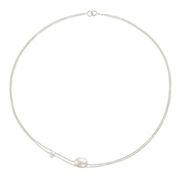 LILY & ROO Layered Large & Small Pearl Choker - Silver