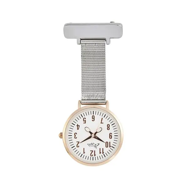 BERMUDA WATCH COMPANY Annie Apple Rose Gold Mesh Nurse Fob Watch - Silver