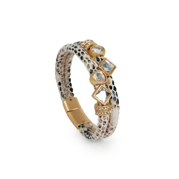 Saachi Bling Charm Leather Scale Bracelet - White