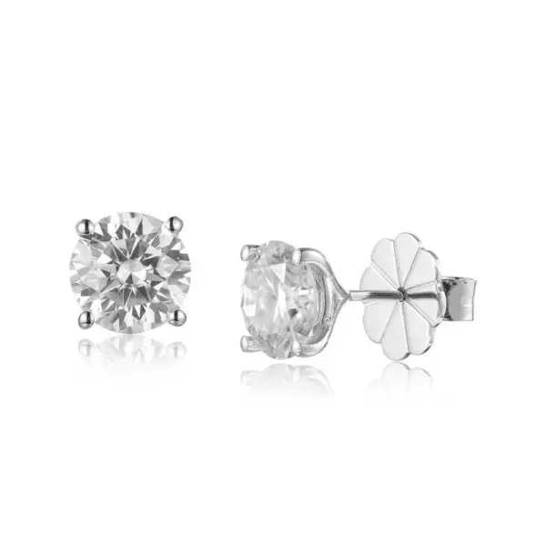 LIONESS BY TF Solara Moissanite Studs Solid Sterling Rhodium-plated - Silver