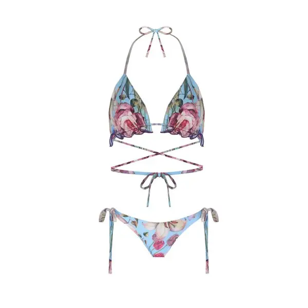 NUR KARAATA Triangle Blu Bikini Set - Blue