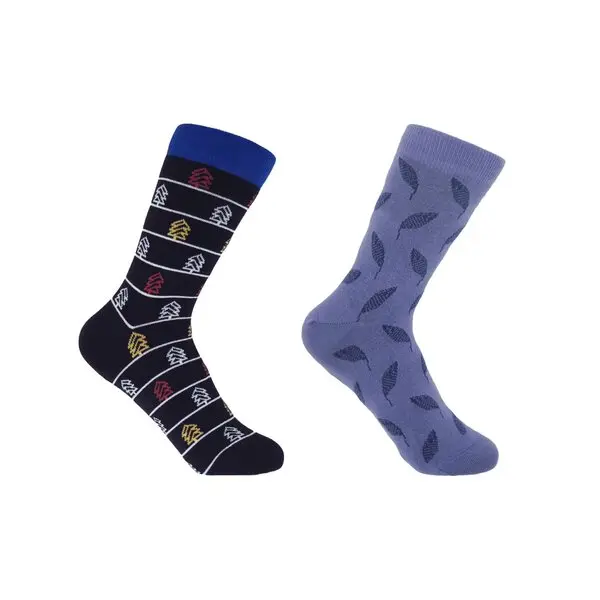 PEPER HAROW - MADE IN ENGLAND Christmas Tree Black & Leaf Navy Socks Bundle - Blue
