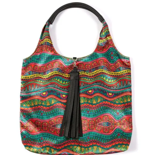 SJW BAGS LONDON Hall Velvet Tote Bag In Colouring Book Print With Trims - Black