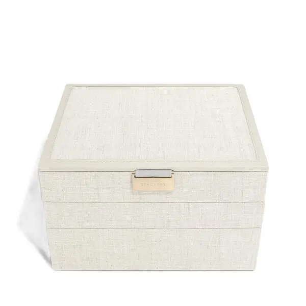 STACKERS Neutrals Classic Linen Jewellery Box Set Of Three - Black