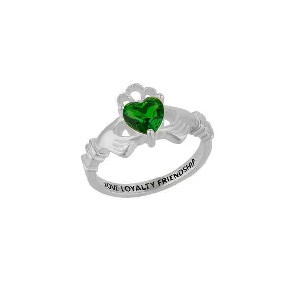 SPERO LONDON Sterling Green Claddagh Ring - Silver