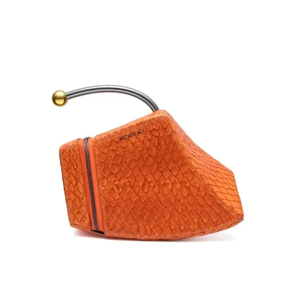 RIVERPEACE.CO Lophius Fish Leather Clutch Bag - Orange