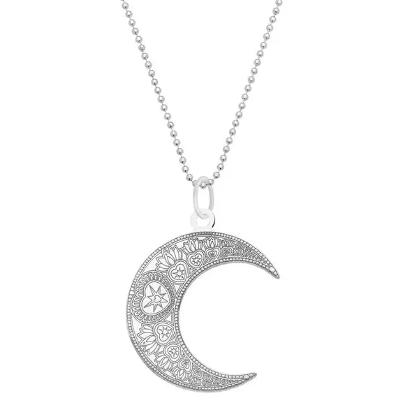 CARTERGORE Medium Mandala Moon Necklace - Silver