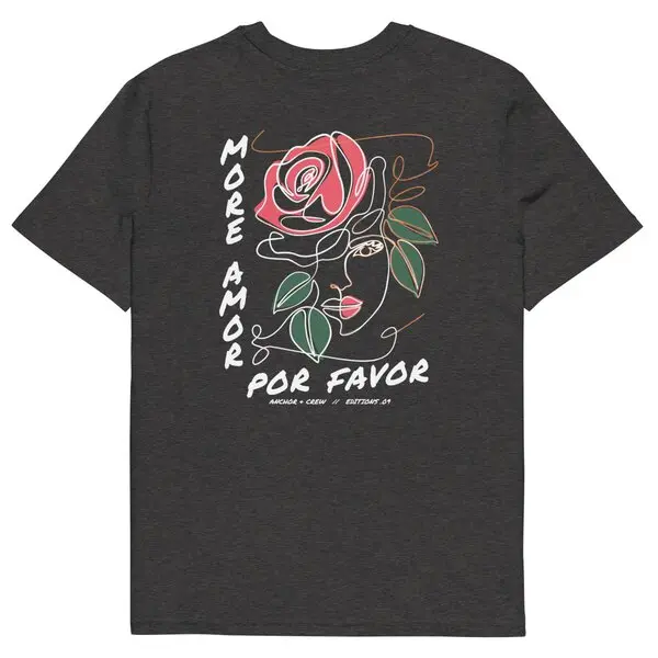 ANCHOR & CREW Heather Nine More Amor Por Favor Editions Organic Cotton T-shirt - Black