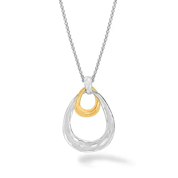 DOWER & HALL Large Entwined Mixed Open Double Oval Pendant - Silver