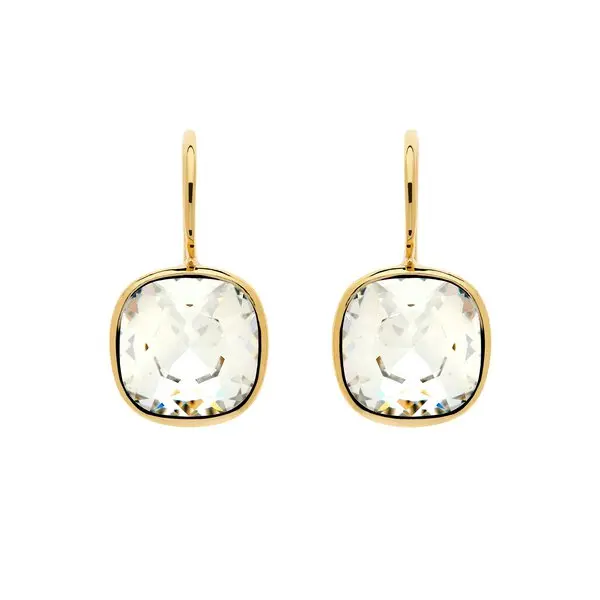EMMA HOLLAND JEWELLERY Cushion Crystal Hook Earrings - Gold