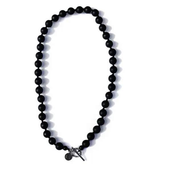 FV JEWELLERY Onyx Silver Fob Necklace - Black