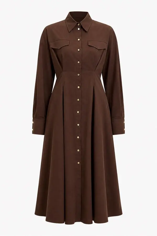 EXQUISE Coonie Midi Dress - Brown