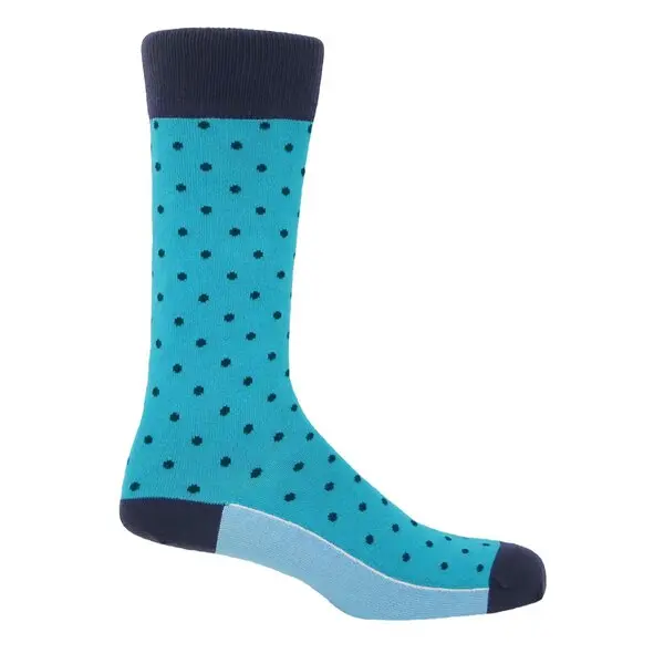 PEPER HAROW - MADE IN ENGLAND Azure Pin Polka Socks - Blue
